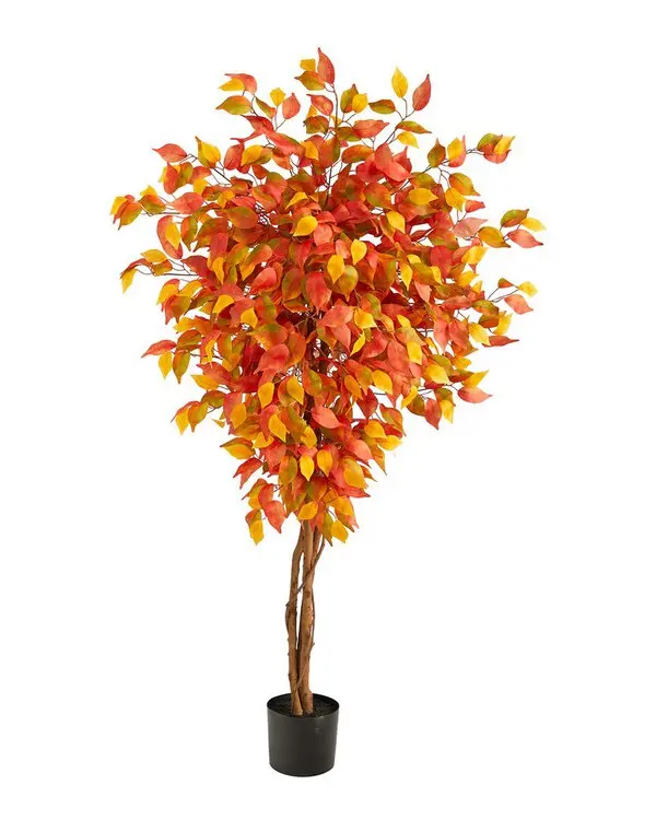 Buy NEARLY NATURAL 5ft Autumn Ficus Artificial Fall Tree - Orange At 29 ...