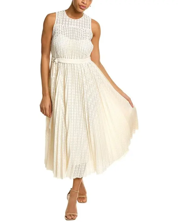 Buy Hugo Boss Boss Pleated Midi Dress - White At 80% Off | Editorialist