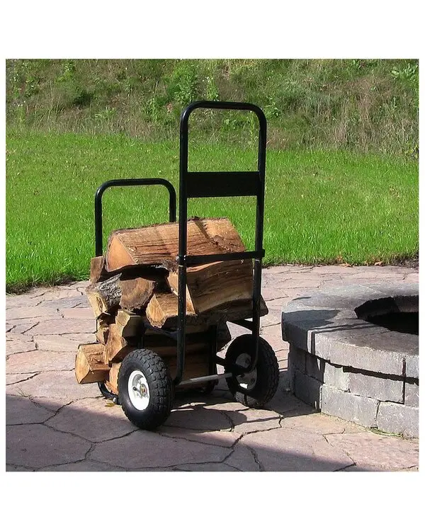 Buy SUNNYDAZE DECOR Log Cart Steel Heavy-duty Rolling Wheeled Firewood ...