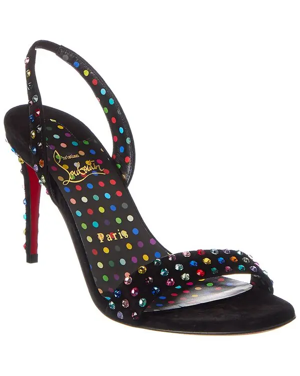 Buy CHRISTIAN LOUBOUTIN O Marylin 85 Suede Slingback Sandal Black At