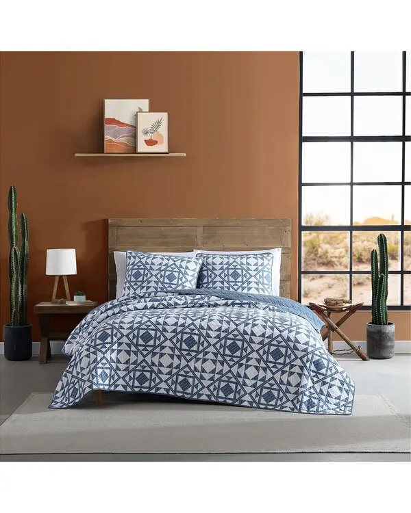 Buy Wrangler Phoenix Patchwork Cotton Reversible Quilt Set - Blue At 67 ...