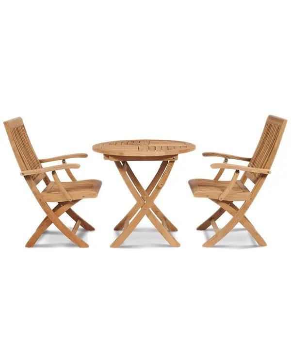 Buy Curated Maison Florence 3pc Teak Folding Outdoor Bistro Set Brown