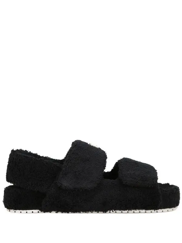 Dolce & Gabbana Logo-plaque Terrycloth-effect Sandals - Black
