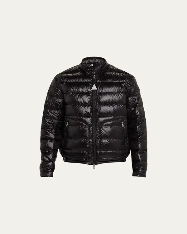 Moncler Acorus Nylon Puffer Moto Jacket - Black