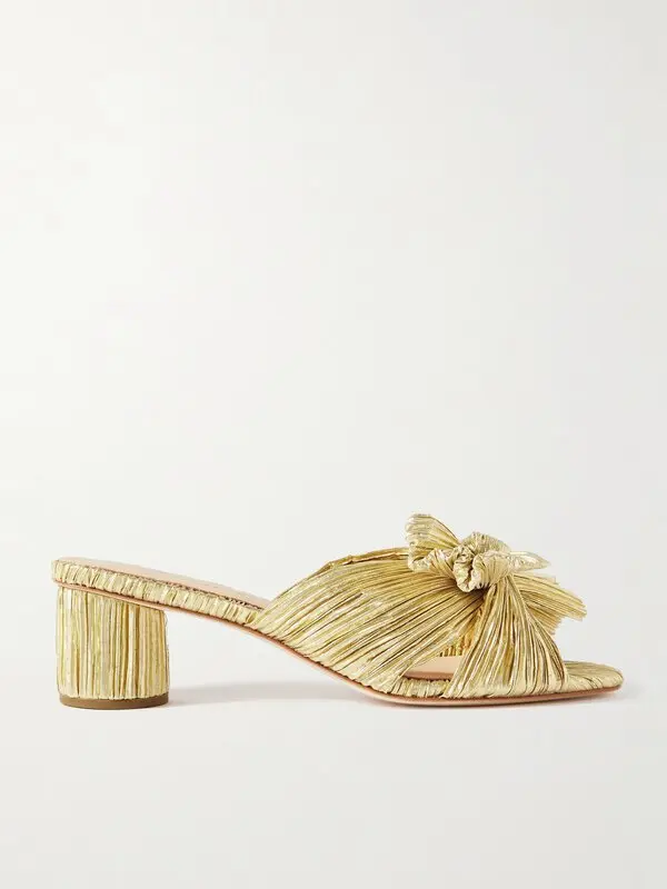 LOEFFLER RANDALL Emilia Plissé-lamé Mules - Gold