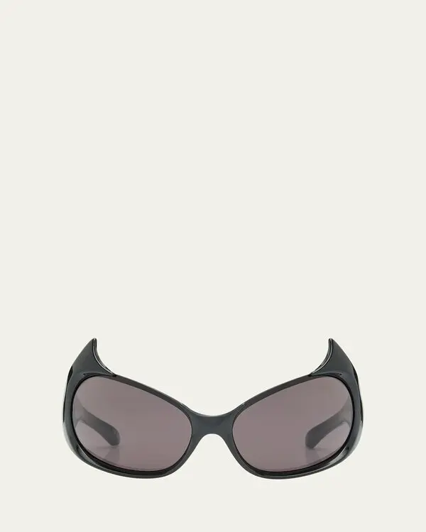 Balenciaga Gotham Wrap Sunglasses - Shiny Solid Ivory