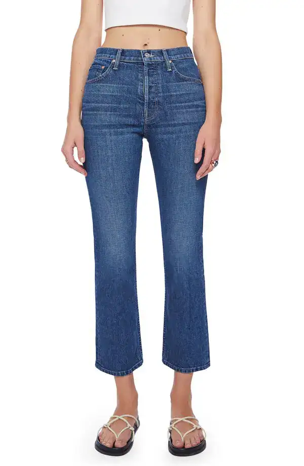 Mother The Tomcat High Waist Straight Leg Ankle Jeans In