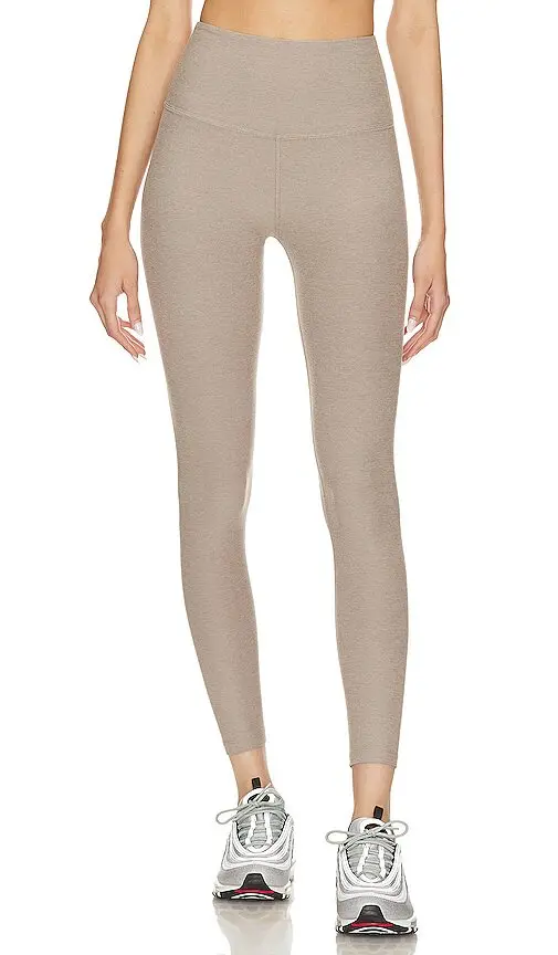 Beyond Yoga Spacedye Caught In The Midi High Waisted Legging In Tan - Birch Heather