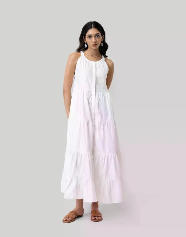 Madewell Reistor Embroidered Tiered Maxi Dress