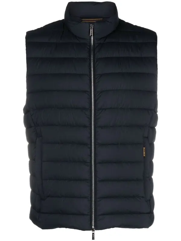 MOORER Quilted Zipped Gilet - Blue