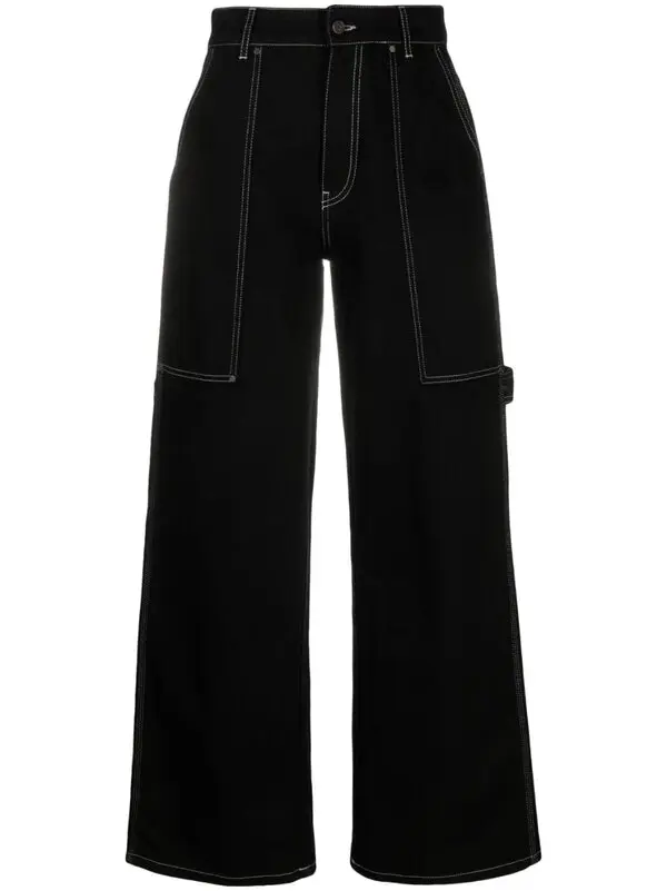 Stella McCartney Contrasting Stitching Wide-leg Jeans - Black