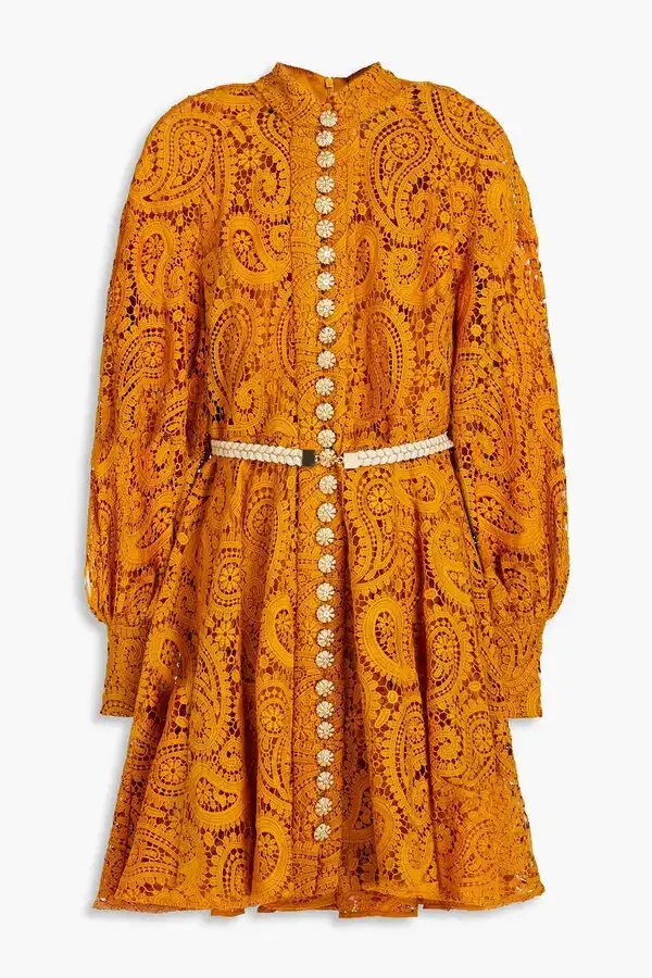 Zimmermann Embellished Macram Lace Mini Dress In Saffron - 70% Off |  Editorialist