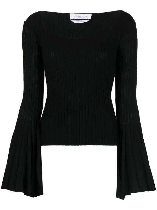 Blumarine Fluted-sleeve Knitted Top