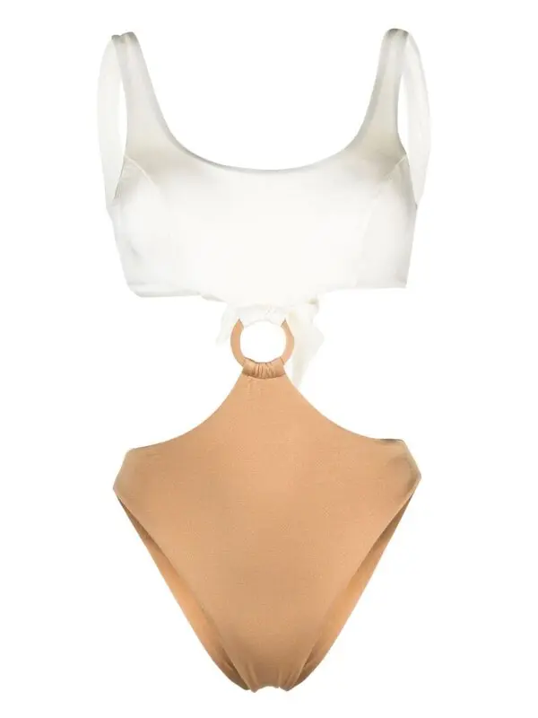 NOIRE SWIMWEAR Cut-out Color-block One-piece Swimsuit - Neutrals