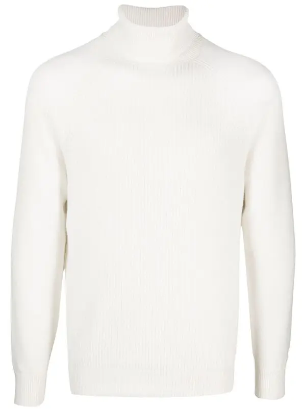 Brunello Cucinelli Cashmere Roll-neck Jumper - White