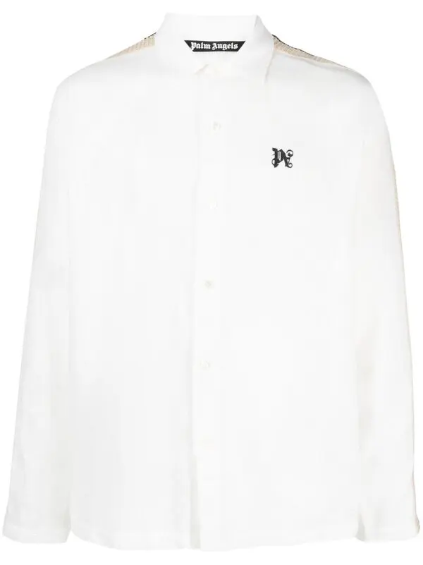 Palm Angels Pa Monogram-print Linen Shirt - White