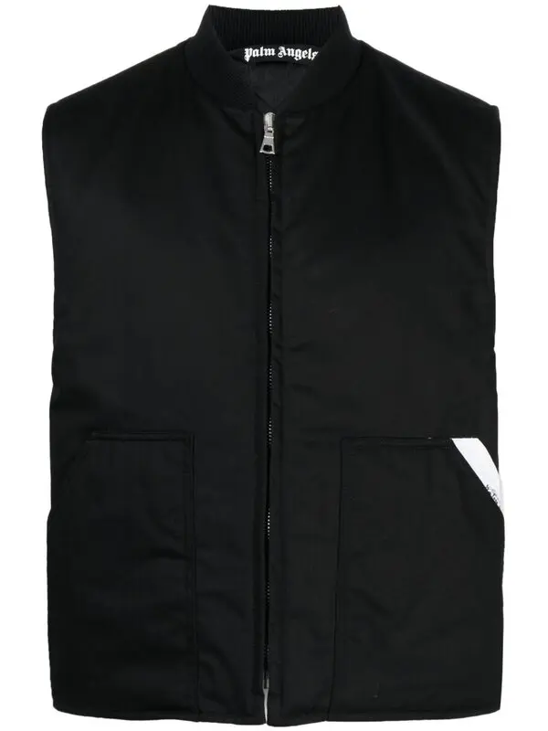 Palm Angels Sartorial Tape Zip-up Gilet - Black