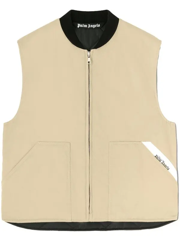 Palm Angels Sartorial Tape Zip-up Vest - Neutrals