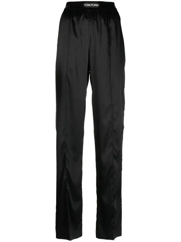 TOM FORD High-waisted Silk Trousers - Black