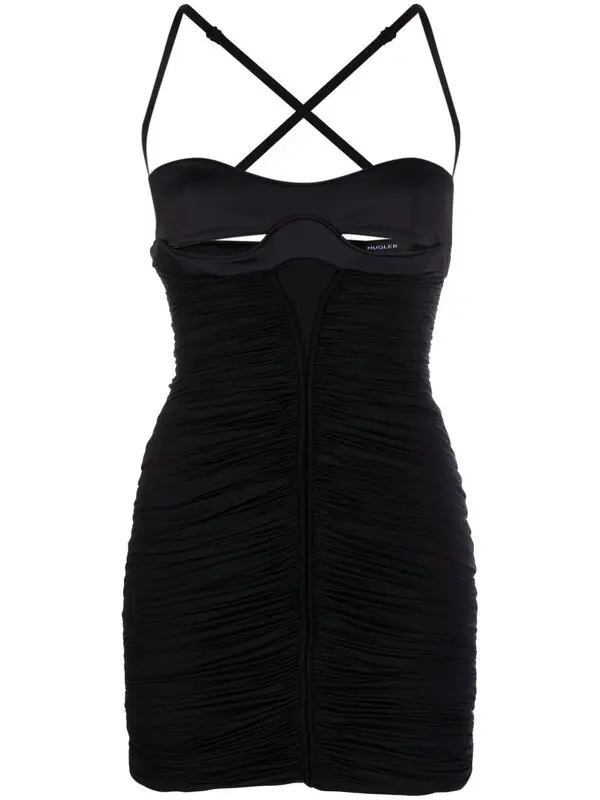MUGLER Cut-out Ruched Mini Dress
