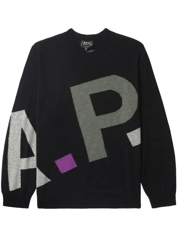 A.p.c. Logo-intarsia Merino-wool Sweater