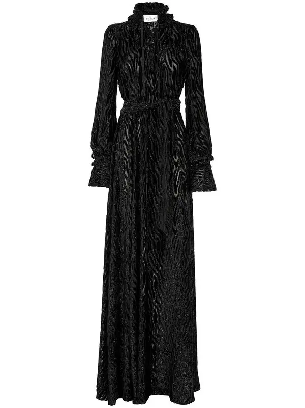 Philipp Plein Chiffon Gipsy Devoré-effect Dress - Black