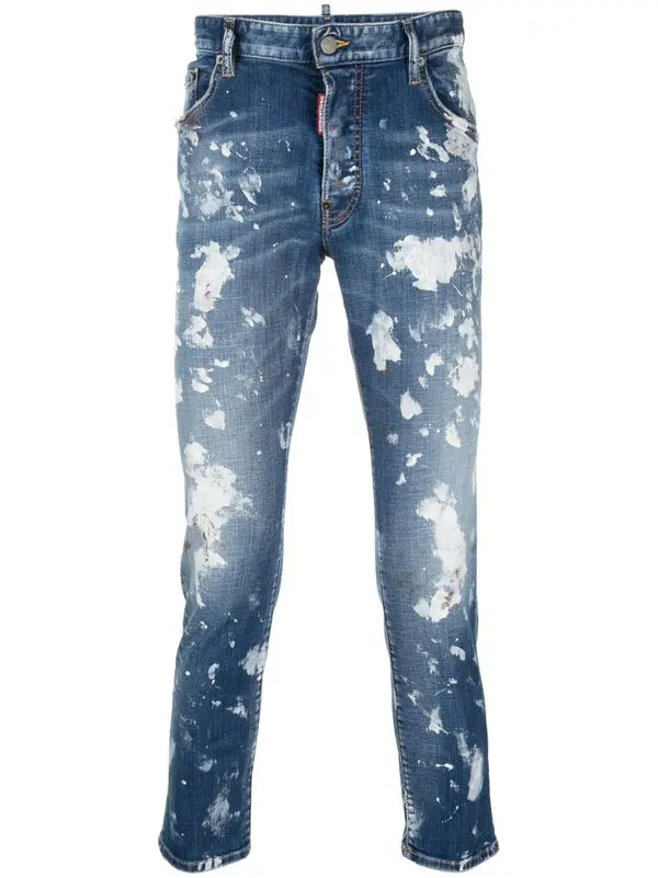 Dsquared2 Paint Splattered Distressed Slim Jeans