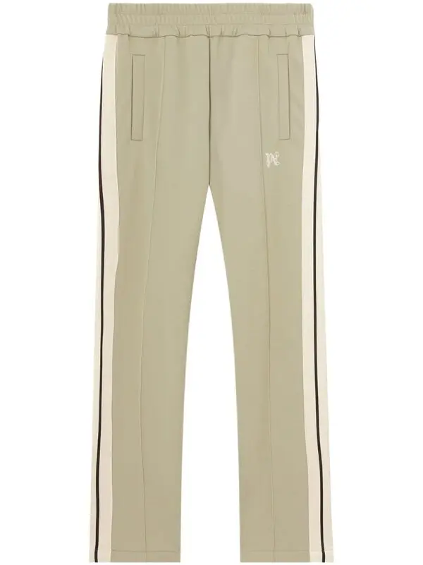 Palm Angels Monogram-embroidered Striped Track Pants - Grey