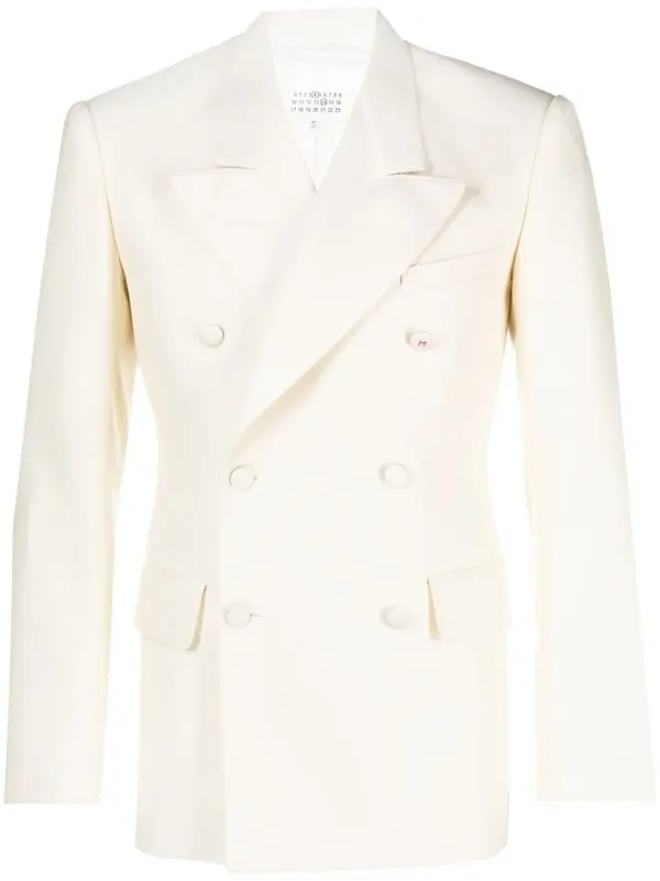 MAISON MARGIELA Double-breasted Mohair-silk Blazer - Neutrals