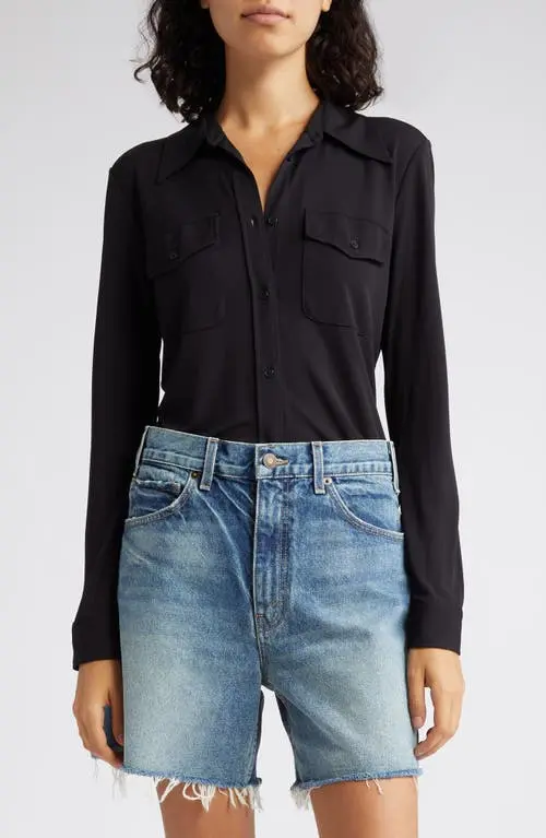NILI LOTAN Aveline Pocket Button-up Shirt - Black