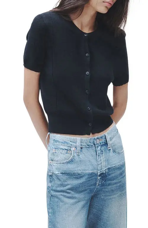 Rag & Bone Dina Short Sleeve Cotton-blend Cardigan - Black