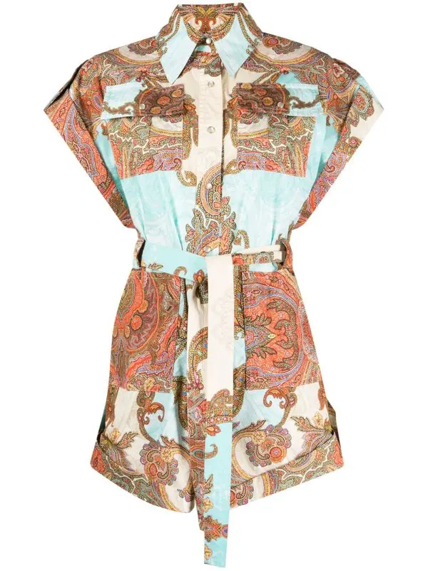 FORTE DEI MARMI COUTURE Patterned Jacquard Cotton Playsuit