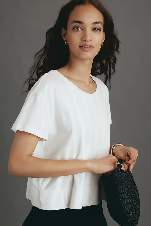PILCRO Pleated Swing Tee - Vanilla