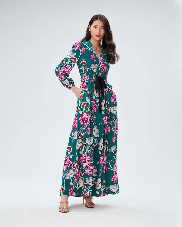 Diane Von Furstenberg Lilo Dress - Tiger Lily Med Quetzal Green |  Editorialist