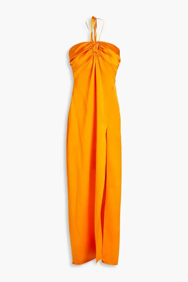 slim fit dress slacks Soraya Plunge Halter Neck Maxi Dress main image 0