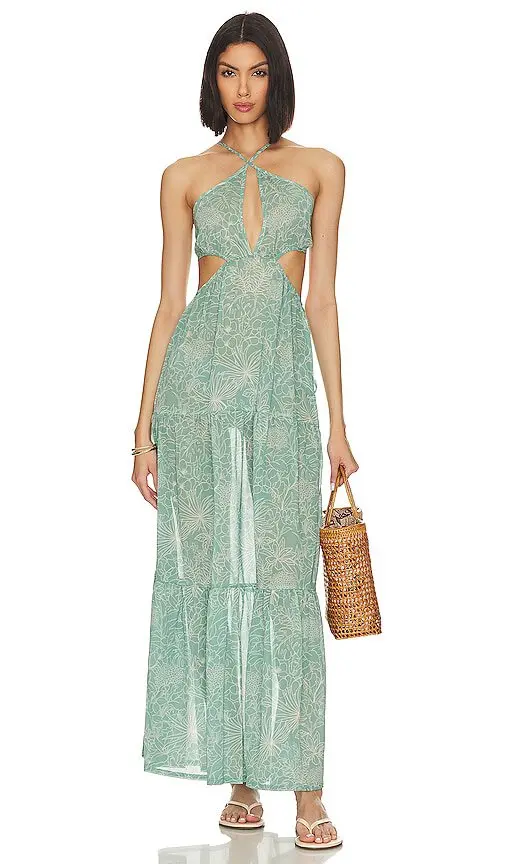 Tularosa X Jetset Christina Tierra Maxi Dress In Green In Green Tropics -  30% Off | Editorialist