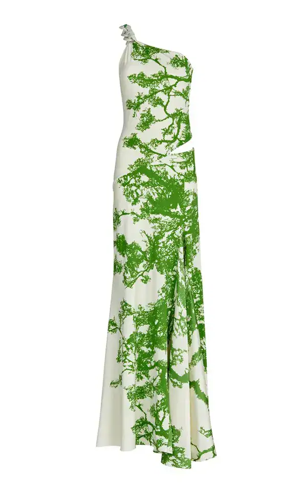 Silvia Tcherassi Nix Cutout Asymmetric Maxi Dress Only - Green |  Editorialist