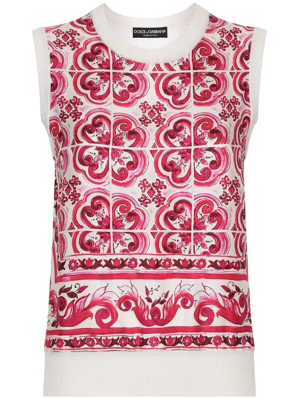 Dolce & Gabbana Majolica-print Silk Tank Top