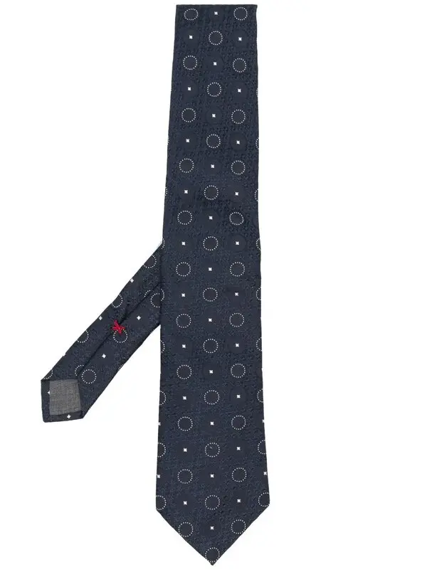 Brunello Cucinelli Motif-embroidered Silk Tie - Blue