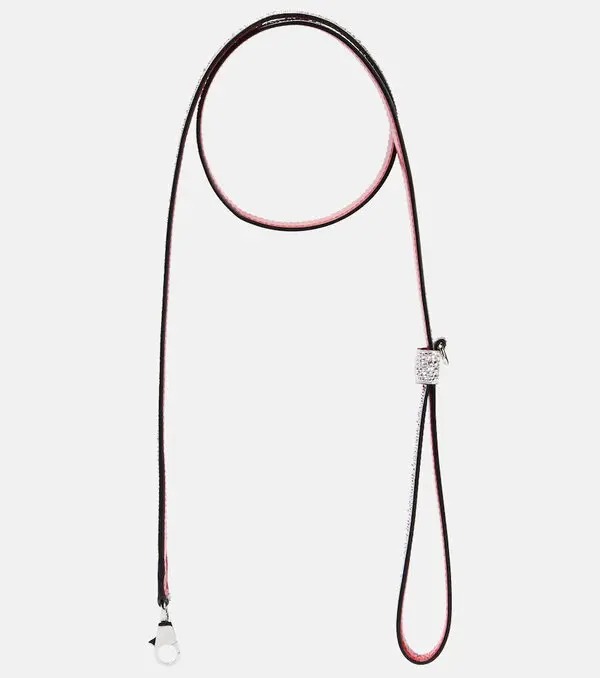CHRISTIAN LOUBOUTIN Loubileash Embellished Suede Dog Leash
