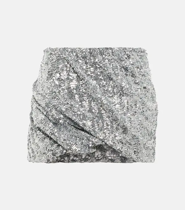 Attico Sequined Mini Skirt - Silver