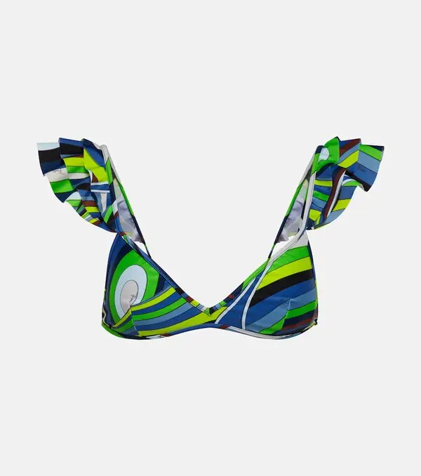 Emilio Pucci Printed Ruffled Bikini Top