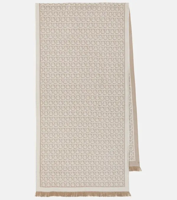 FERRAGAMO Gancini Wool Scarf - Beige