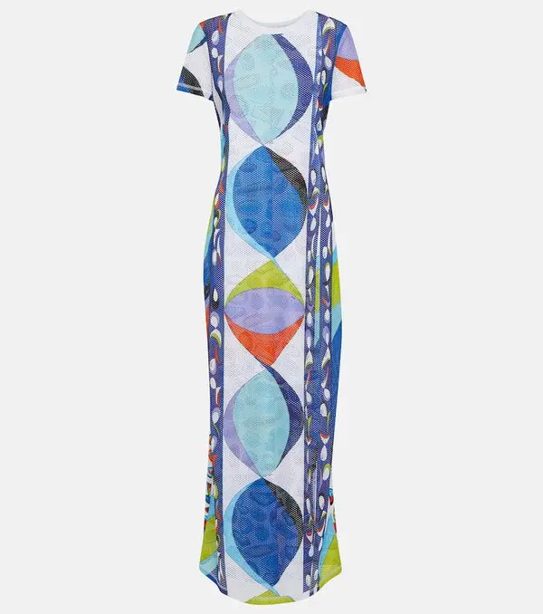 knee length dresses for ladies Emilio Pucci Psychedelic Sheer Mesh Maxi Dress main image 1