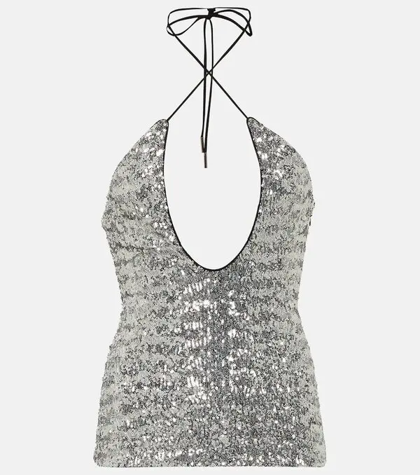 Attico Alix Sequined Top