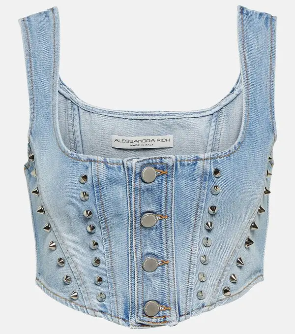 Alessandra Rich Denim Crop Top