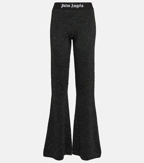Palm Angels Printed Mid-rise Flared Pants - Black