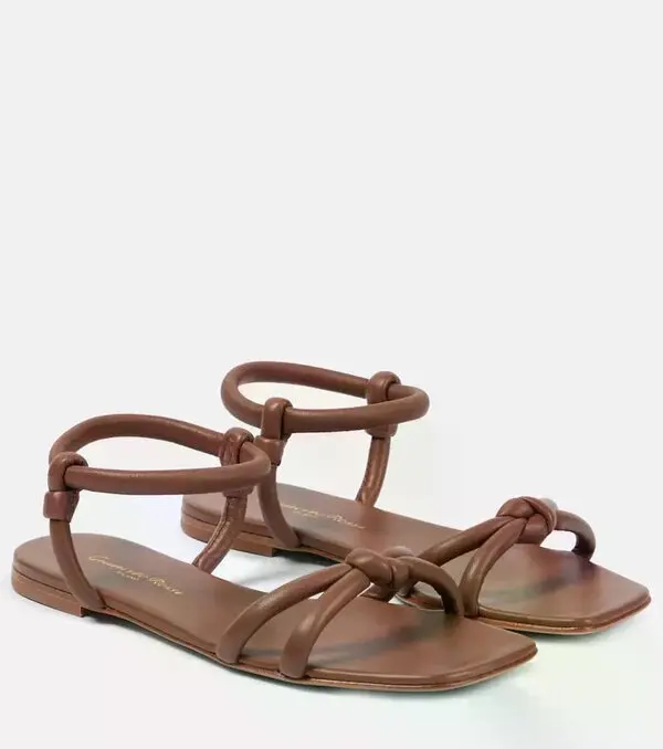 GIANVITO ROSSI Juno Leather Sandals - Brown