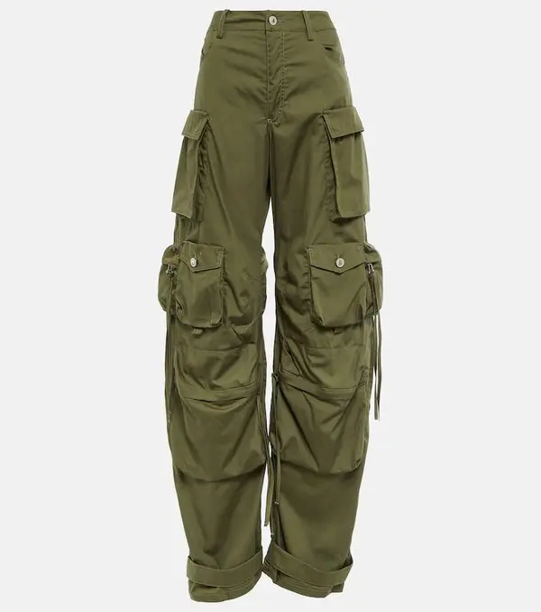 Attico Fern Cotton Poplin Cargo Pants - Green