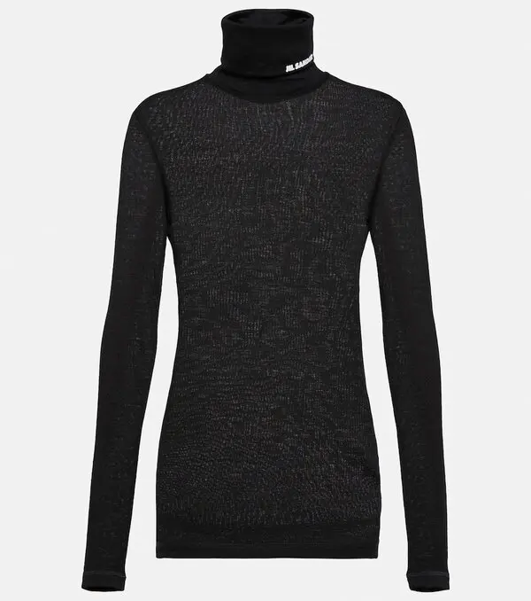 JIL SANDER Logo Turtleneck Sweater - Black